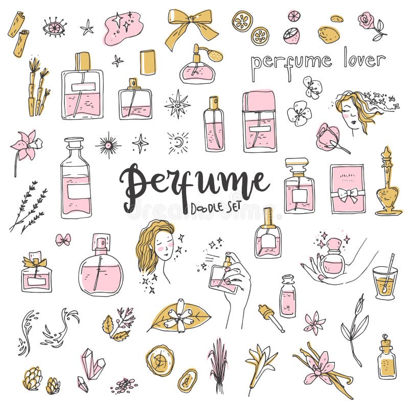 Doodle Simple Hand with Perfume Bottle. Good for Logo Stock Vector ...