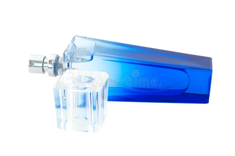 Perfume En Olor-botella Azul Profunda. Foto de archivo - Imagen de ...