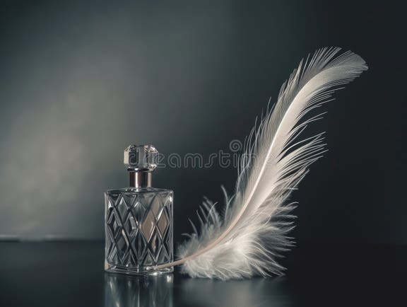 Perfume with Feather on Table Stock Photo - Image of feminine, scent ...