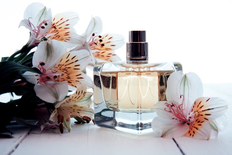 Perfume with flowers stock photo. Image of fresh, femininity - 77563022