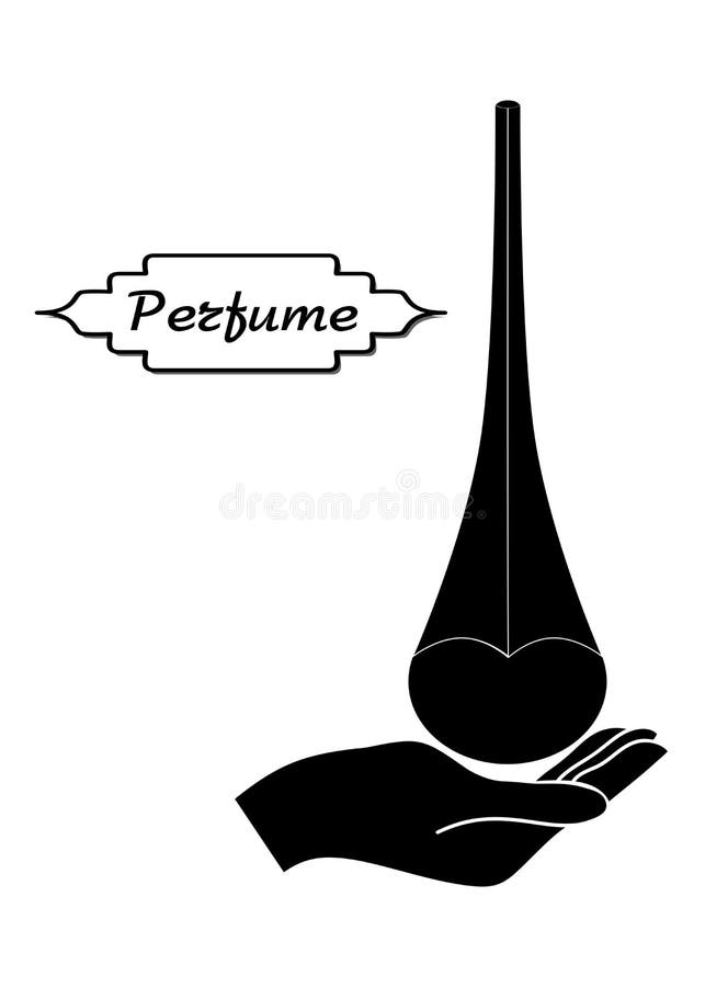 Perfume and hand black stock vector. Illustration of bottle - 49452271