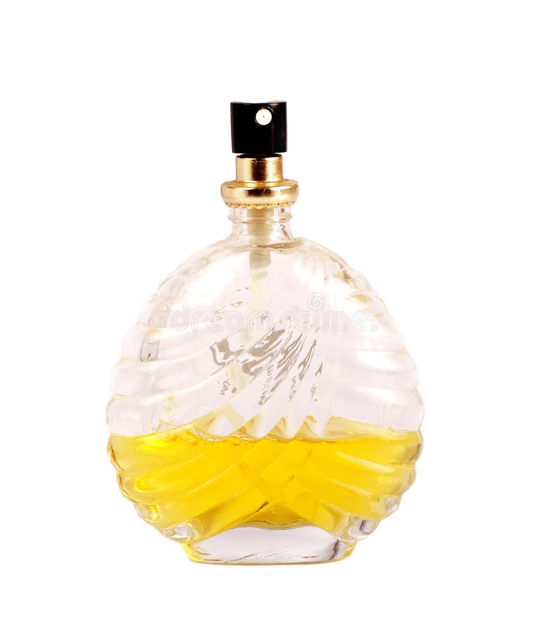 Yellow perfume bottle stock image. Image of container - 9907405