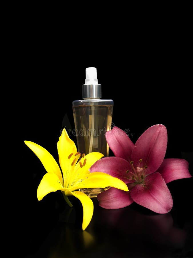 Perfume with lillies stock photo. Image of leaves, studio - 10111212