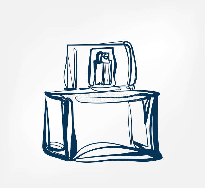 Perfume Line Art Sketch Outline Isolated Design Element Cosmetics ...
