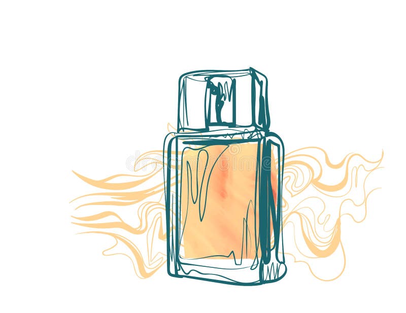 Perfume Line Art Sketch Outline Isolated Design Element Cosmetics ...