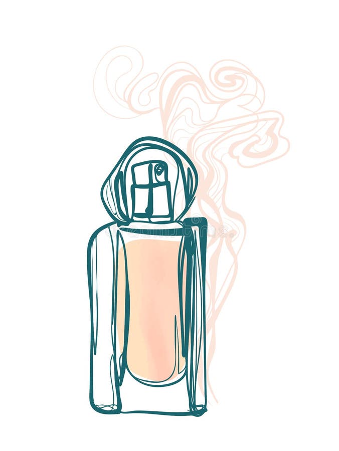 Perfume Line Art Sketch Outline Isolated Design Element Cosmetics ...