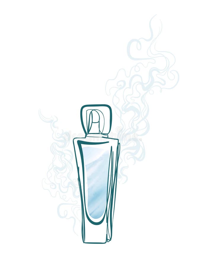 Perfume Line Art Sketch Outline Isolated Design Element Cosmetics ...