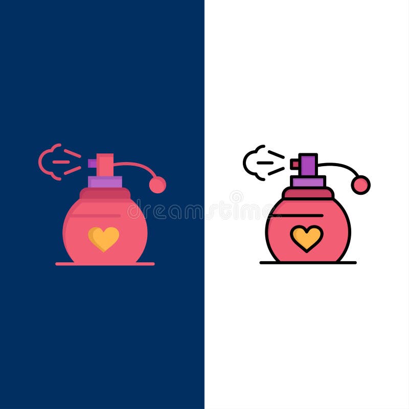 Perfume, Love, Gift Icons. Flat and Line Filled Icon Set Vector Blue ...