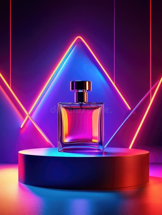 Futuristic Perfume Bottle with Neon Lighting Stock Image - Image of ...