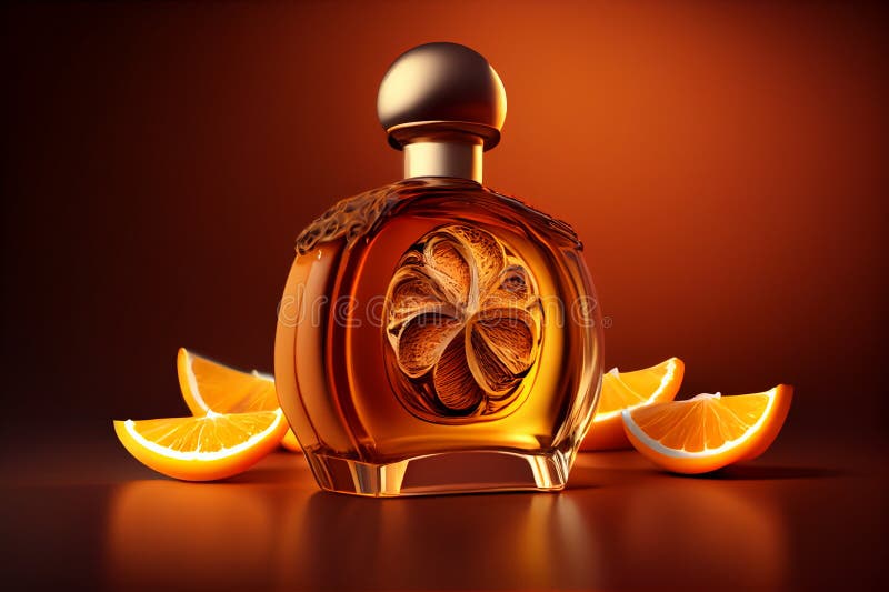 Perfume with Orange Color Background, (Created with Generative AI ...