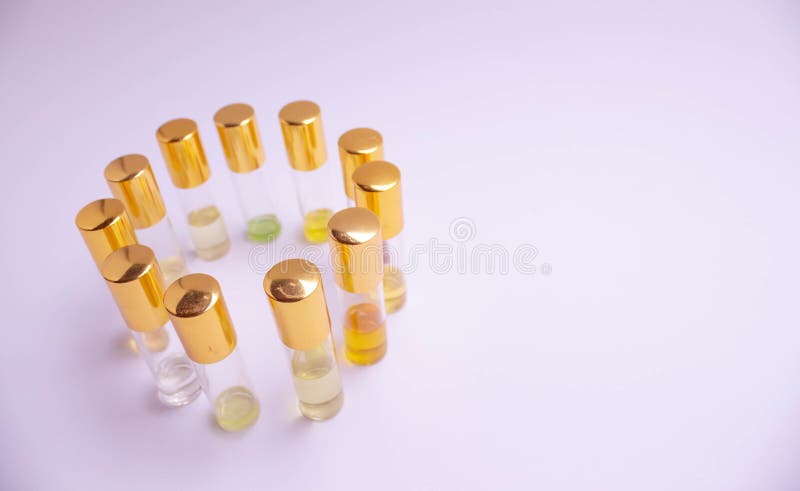 Perfume Sampleson White Background. Beautiful Composition with Perfume ...