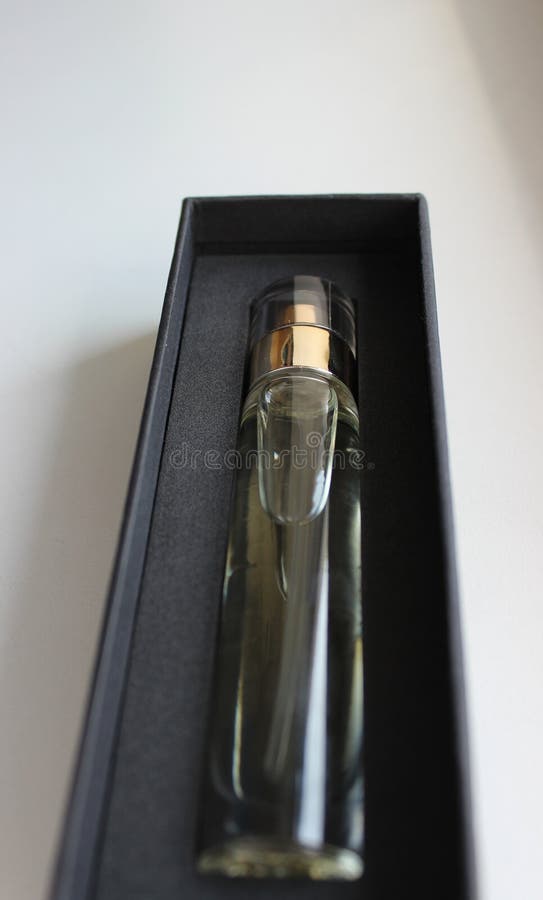 Perfume Spray Bottle in Soft Case Inside a Cardboard Box Stock Image ...