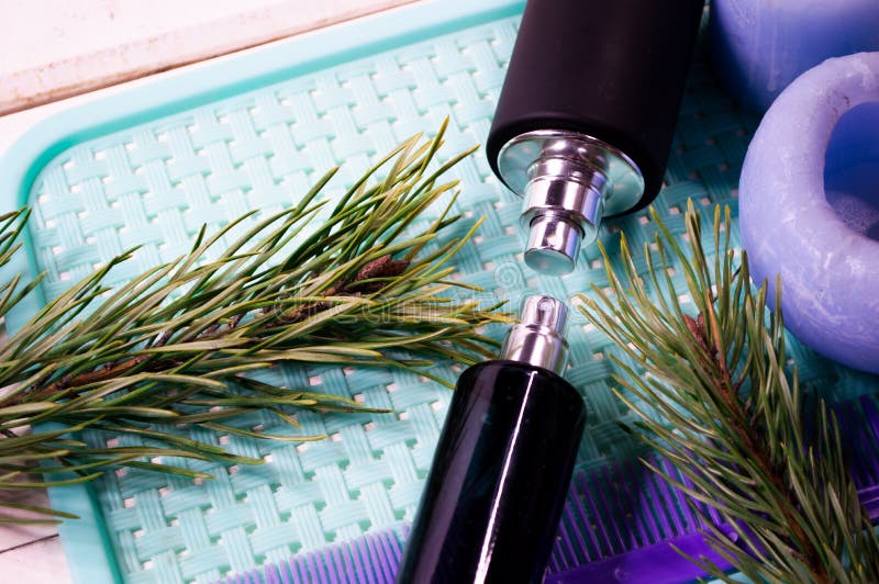 Perfume Spray Bottles on a Minimalist Background Stock Image - Image of ...