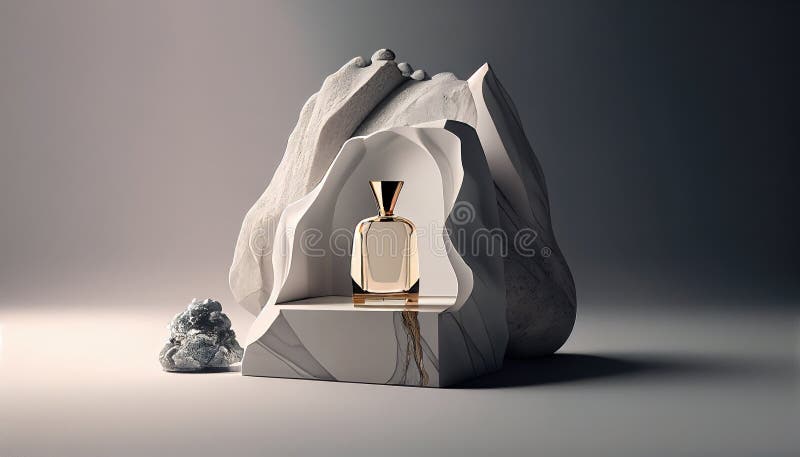Perfume on stone podium. stock illustration. Illustration of modern ...