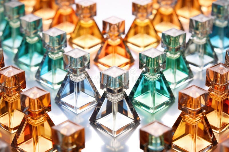 Perfume Vials Arranged To Form a Geometric Pattern on a Flat Surface ...