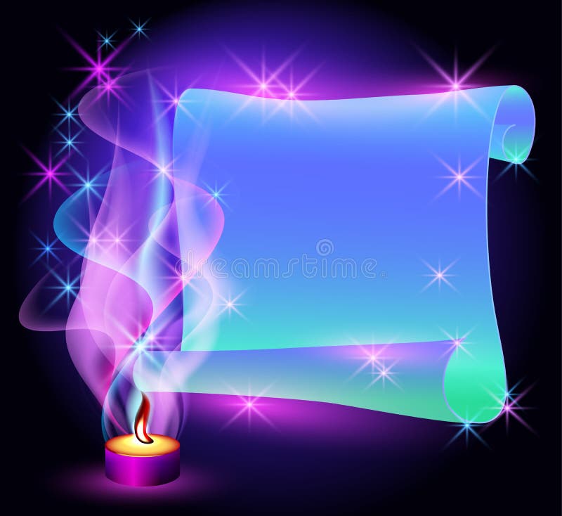 Pergamena Contorta E Candela Ardente Illustrazione Vettoriale ...