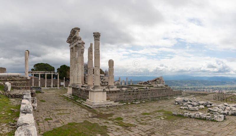 Pergamon Ancient City - Temple of Trajan Stock Photo - Image of roman ...