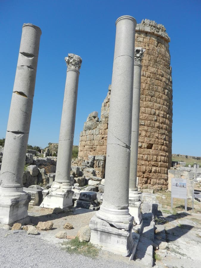 Perge Column Ruins stock photo. Image of roman, monolith - 265694224