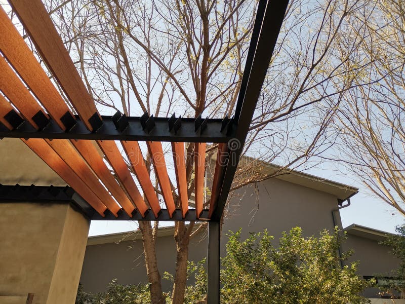 Pergola made of wood stock photo. Image of siding, house - 362136754