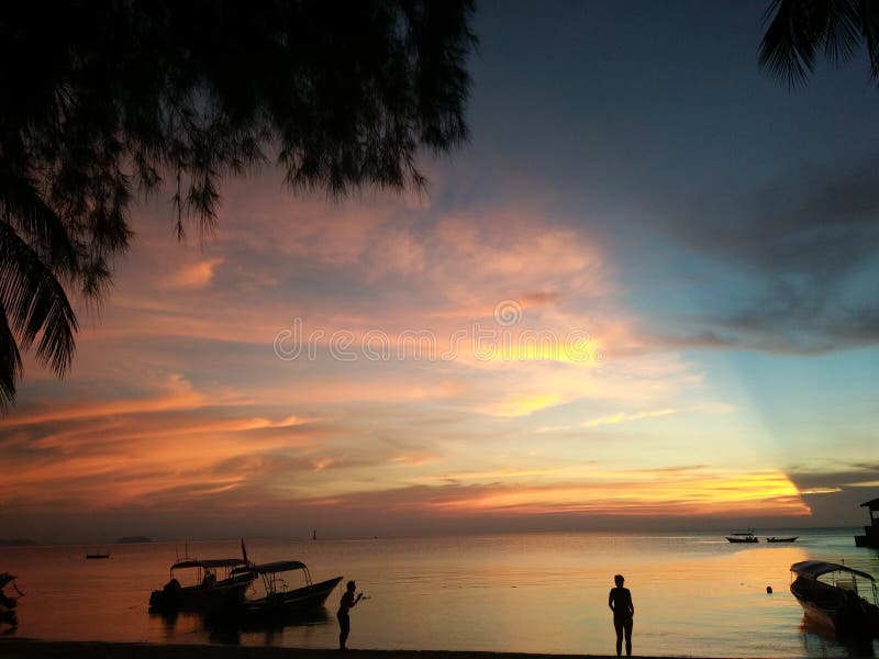 Perhentian Island Sunset View Stock Photo - Image of sunss, island ...
