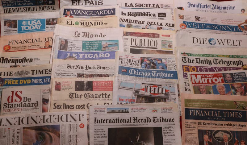 Periódico internacional imagen editorial. Imagen de finanzas - 110408385