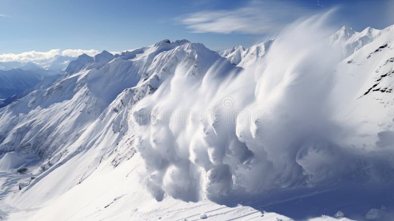 Snow Avalanche Danger Descends from the Mountain Summit.AI Generated ...