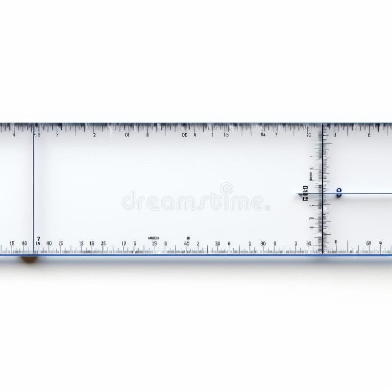 Transparent Ruler with Black Markings on White Background Stock ...