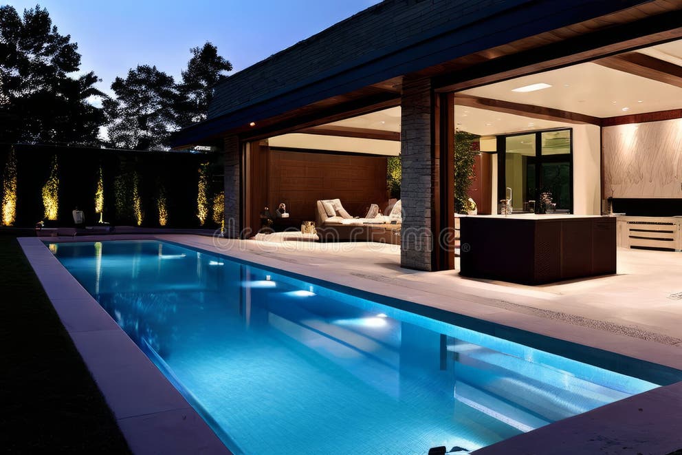 Perimeter Overflow Pool a Pool with a Perimeter Overflow Feature Stock ...