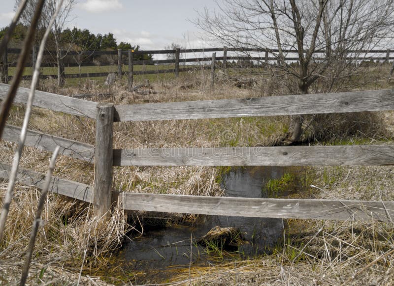 The Perimeter stock photo. Image of rural, fence, stream - 91486050