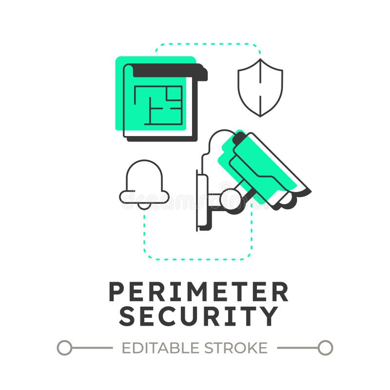 Perimeter Security Flat Outline Concept Icon Stock Illustration ...