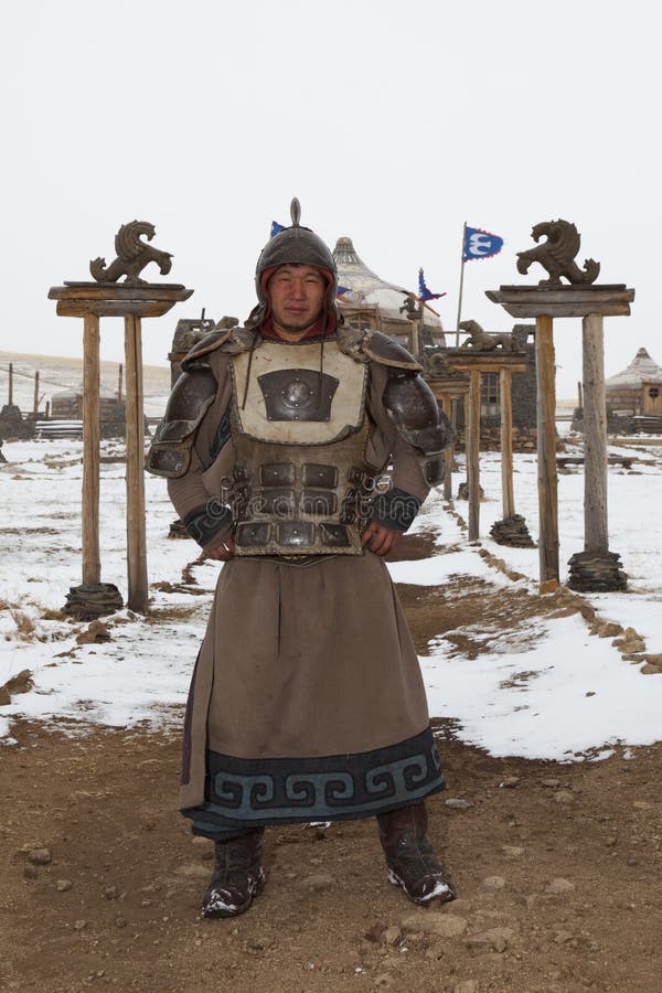 Period Dressed Mongolian Warrior in Front of Ger Editorial Photography ...