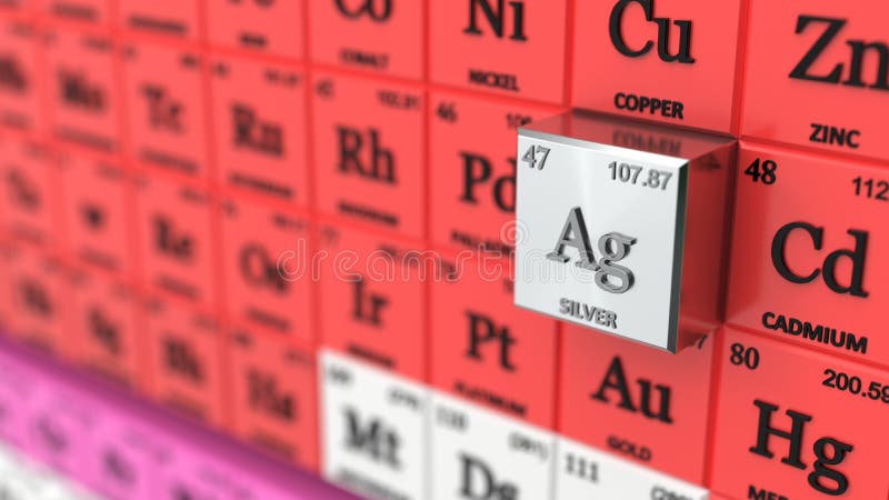 Periodic Table Concept with Colored Cubes. Silver Element Selected. 3d ...