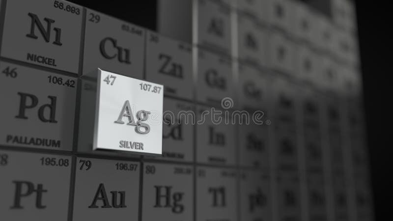 Periodic Table Concept with Cubes. Silver Element Selected. 3d ...