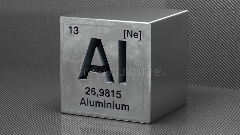 Periodic Table Element Aluminum Icon on Grey Background. 3d ...
