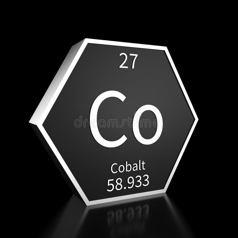 Periodic Table Element Cobalt Rendered Metal on Black on Black Stock ...