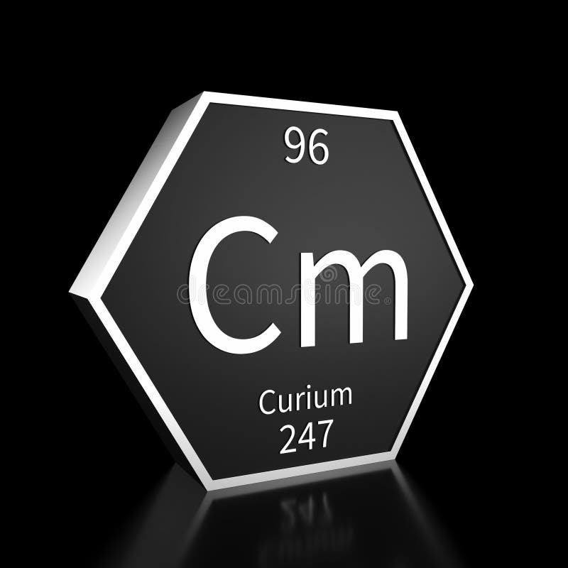 Periodic Table Element Curium Rendered Metal on Black on Black Stock ...