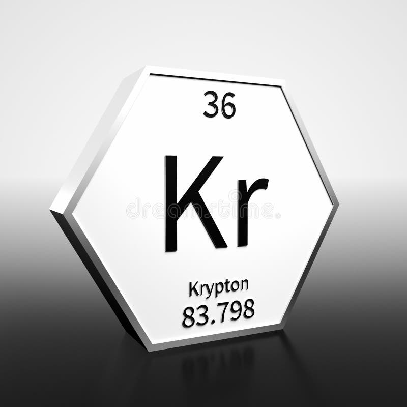 Periodic Table Element Krypton Rendered Black on White on White and ...