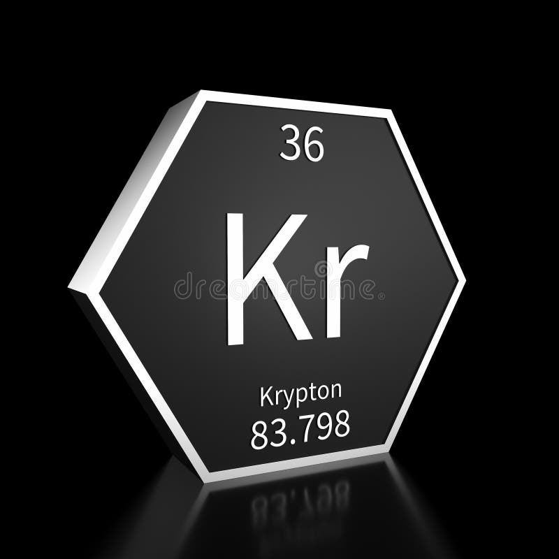 Periodic Table Element Krypton Rendered Metal on Black on Black Stock ...
