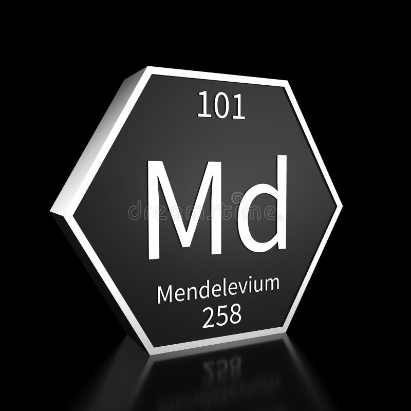 Periodic Table Element Mendelevium Rendered Metal on Black on Black ...
