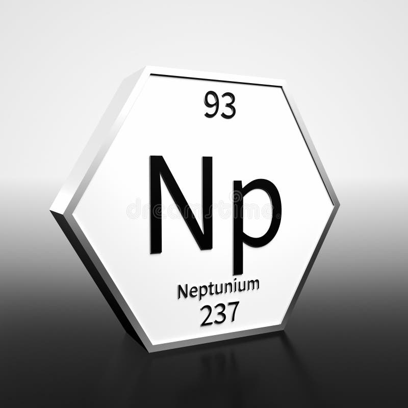 Periodic Table Element Neptunium Rendered Black on White on White and ...