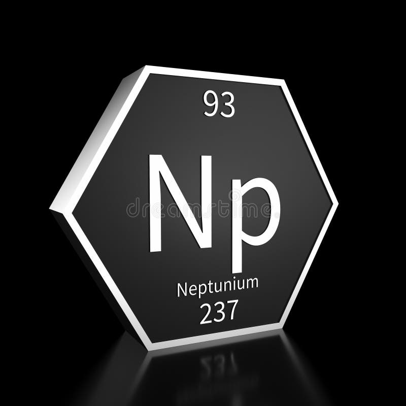 Periodic Table Element Neptunium Rendered Metal on Black on Black Stock ...