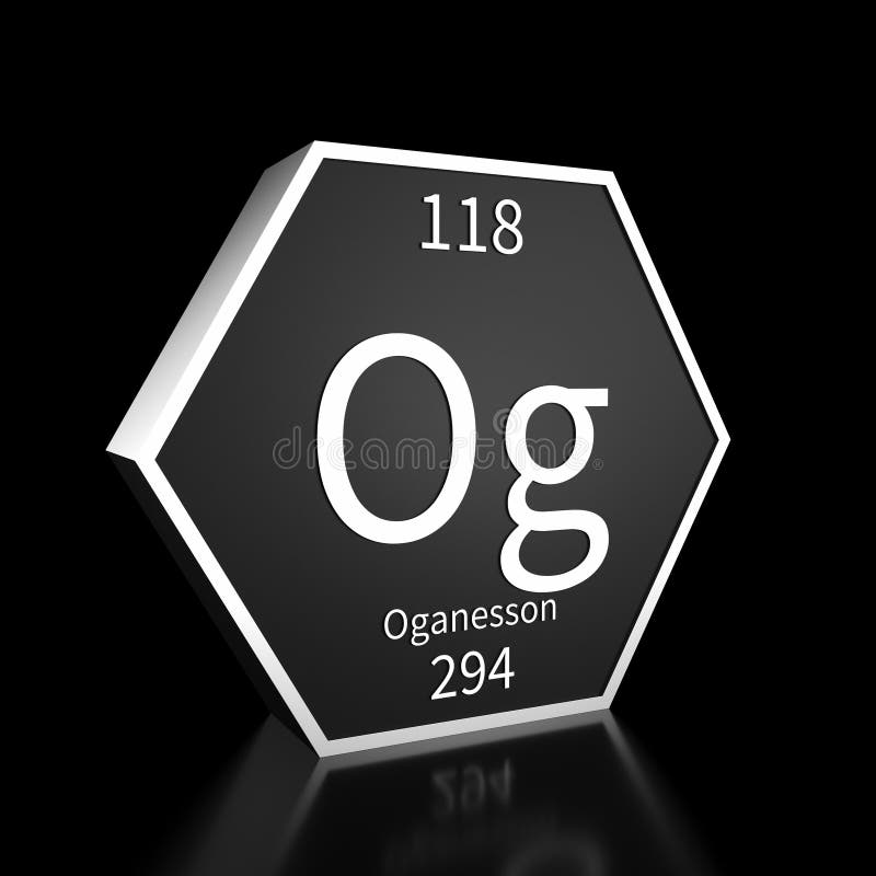 Periodic Table Element Oganesson Rendered Metal on Black on Black Stock ...