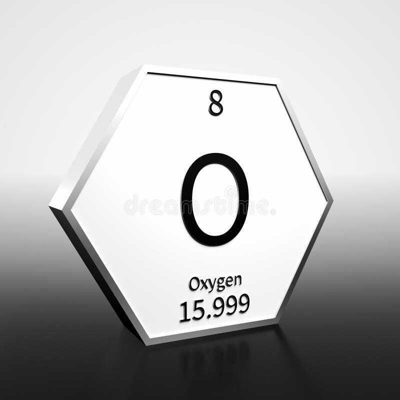 Periodic Table Element Oxygen Rendered Black on White on White and ...