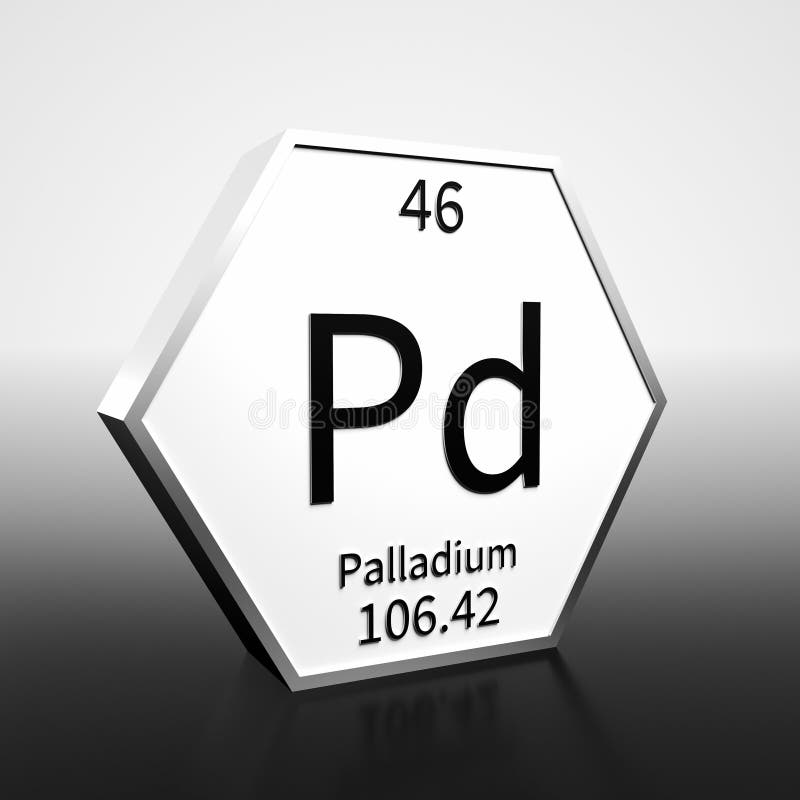 Periodic Table Element Palladium Rendered Black on White on White and ...
