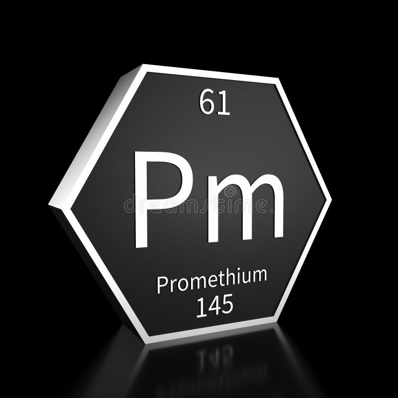 Periodic Table Element Promethium Rendered Metal on Black on Black ...
