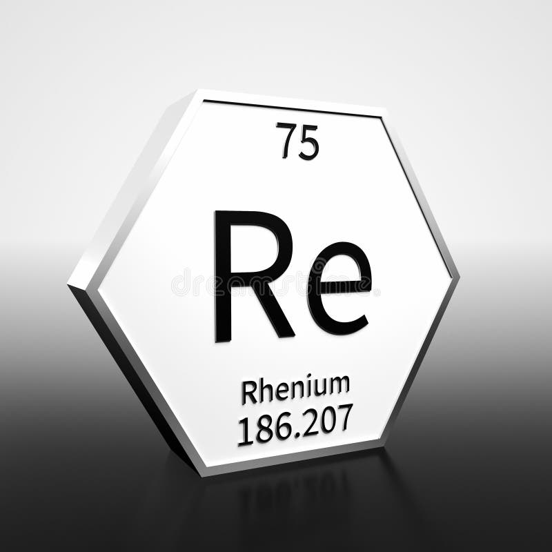 Periodic Table Element Rhenium Rendered Black on White on White and ...