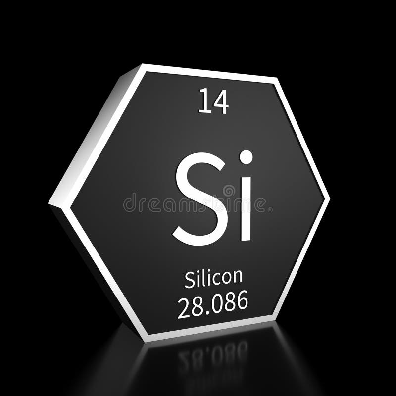 Periodic Table Element Silicon Rendered Metal on Black on Black Stock ...