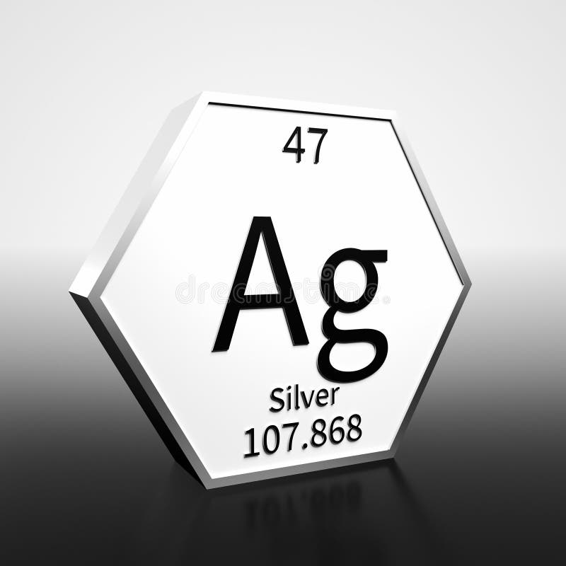 Periodic Table Element Silver Rendered Black on White on White and ...