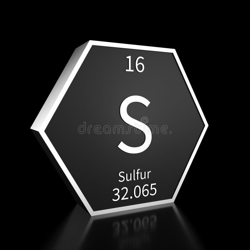 Periodic Table Element Sulfur Rendered Metal on Black on Black Stock ...