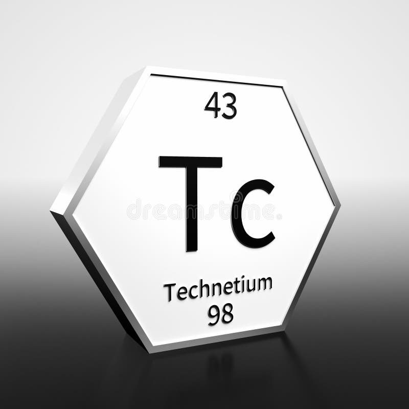 Periodic Table Element Technetium Rendered Black on White on White and ...